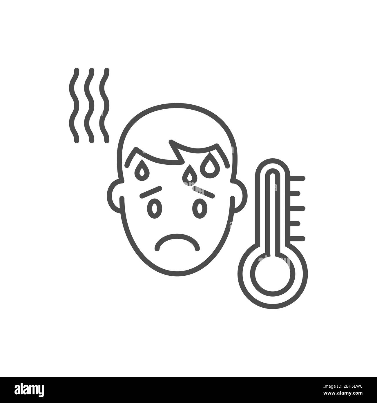 High body temperature related vector thin line icon Stock Vector Image ...