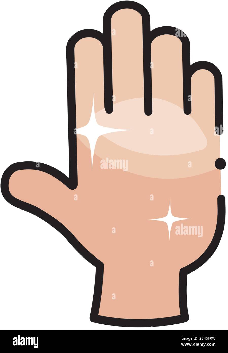 clean hand icon over white background, line color style, vector ...