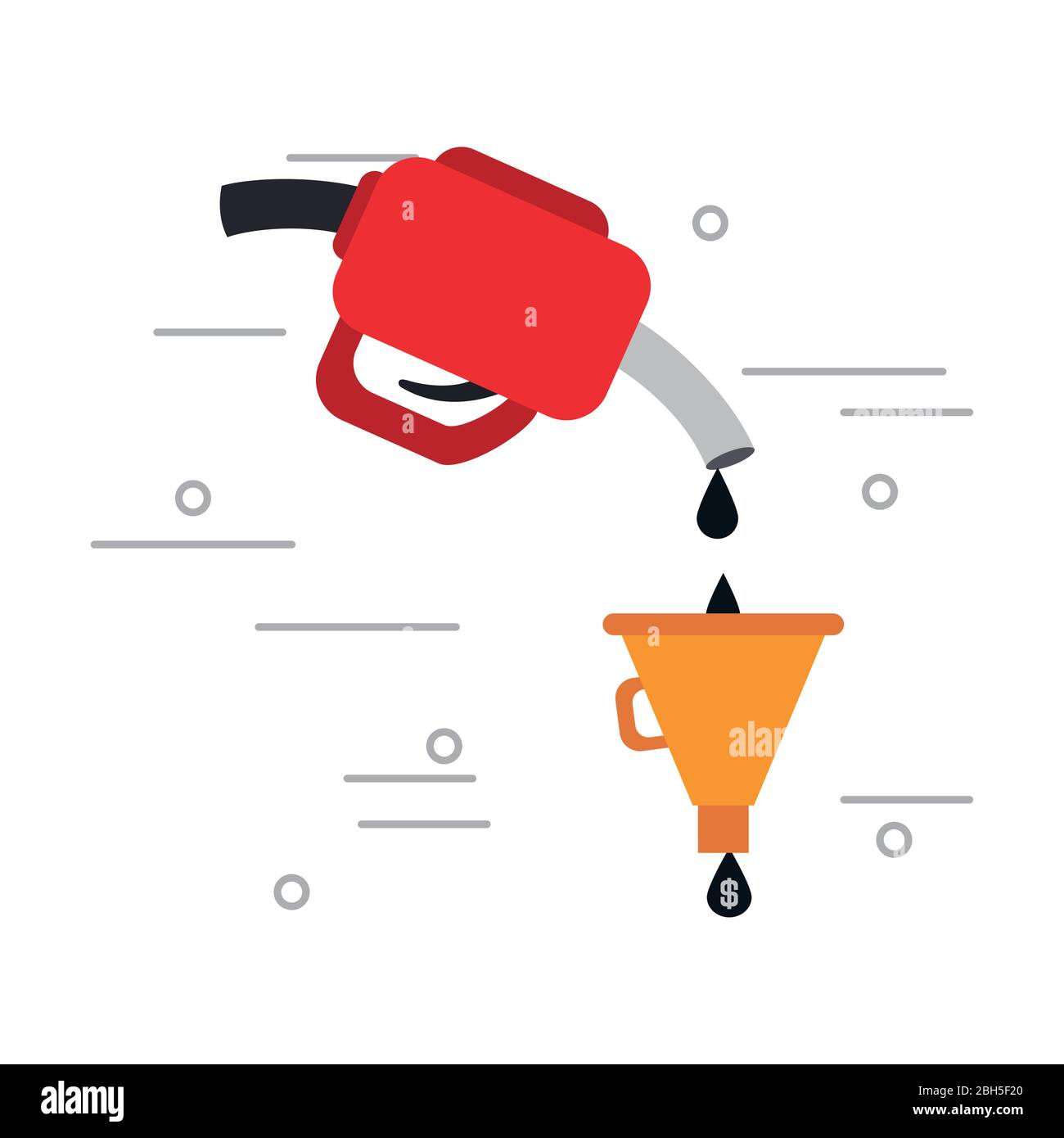 oil nozzle with funnel icon over white background, colorful design ...