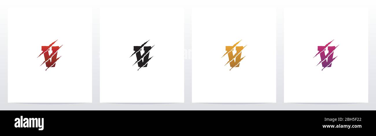 Claw Marks On Letter Logo Design V Stock Vector Image & Art - Alamy