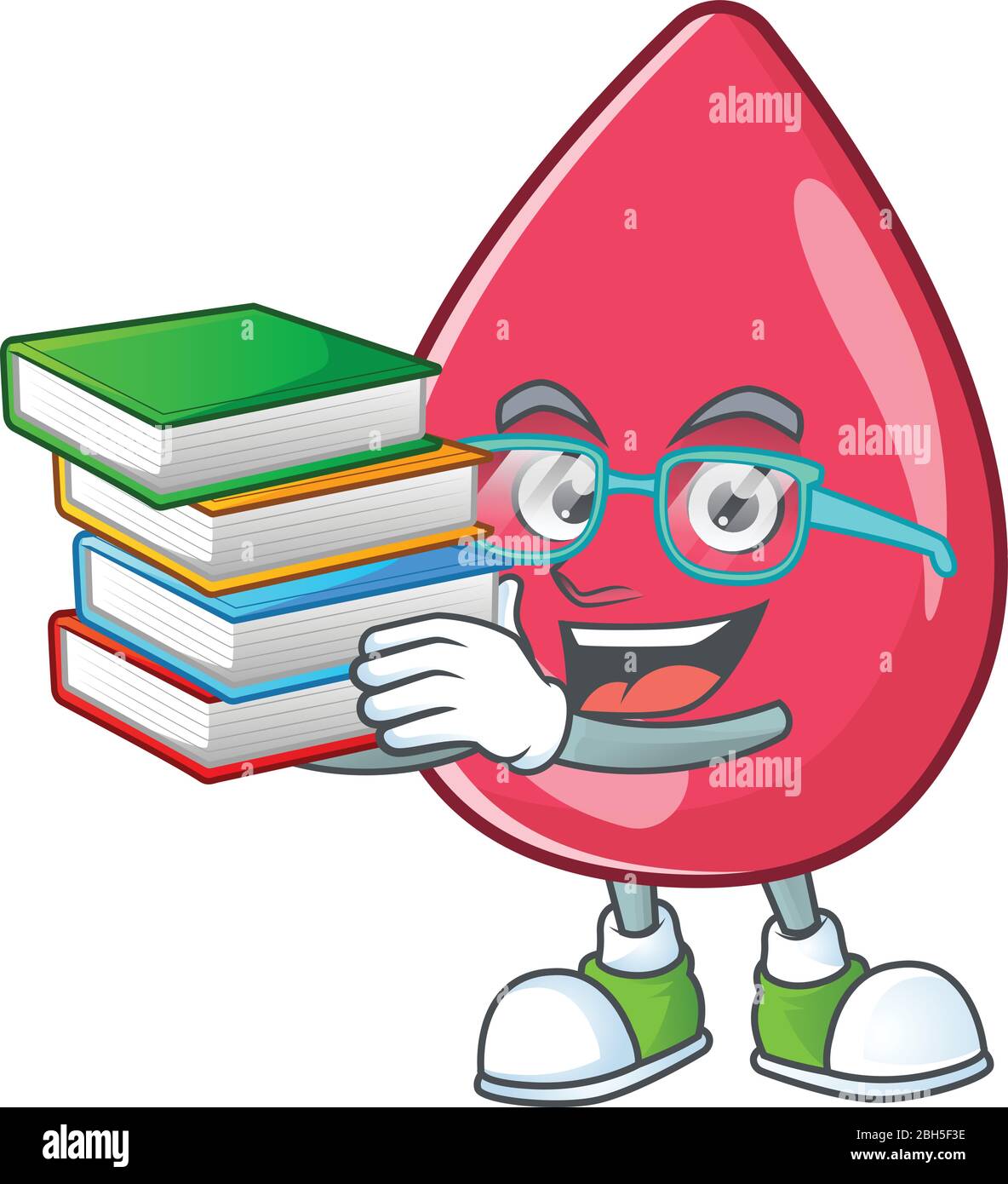 A mascot design of red blood student character with book Stock Vector ...