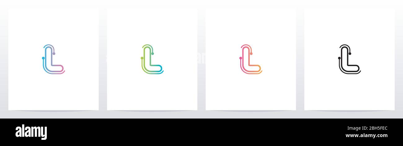 Dots With Lines On The Outside Of Letter Logo L Stock Vector Image ...