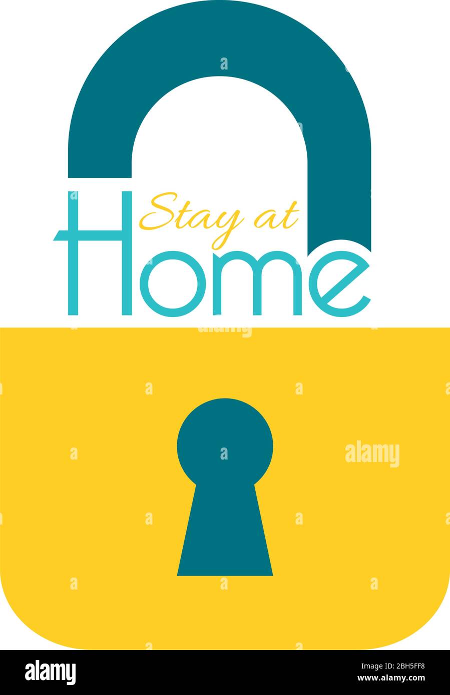 Stay home concept, Lettering typography and padlock icon, Hand letter ...