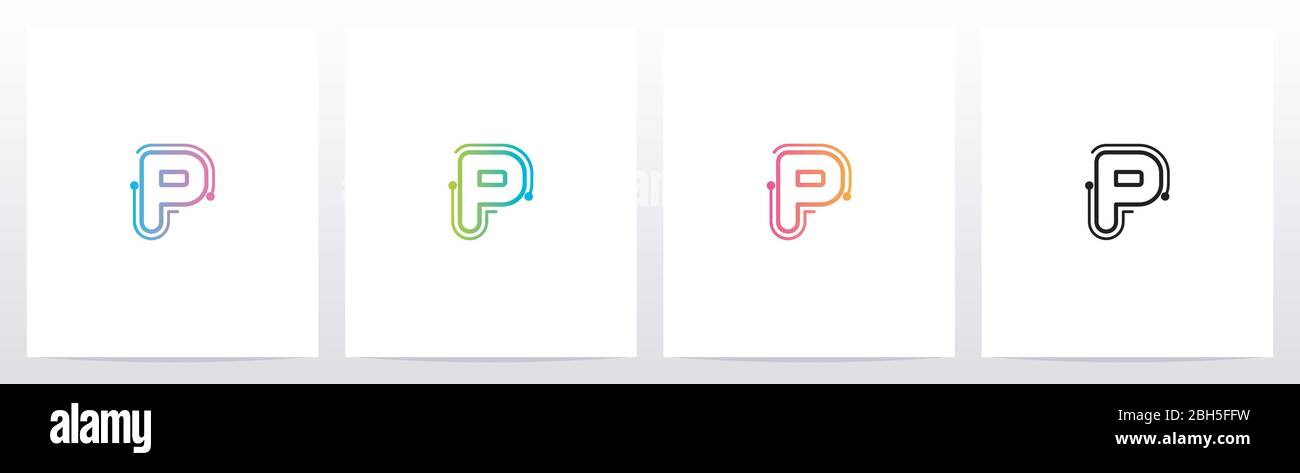 Dots With Lines On The Outside Of Letter Logo P Stock Vector Image ...