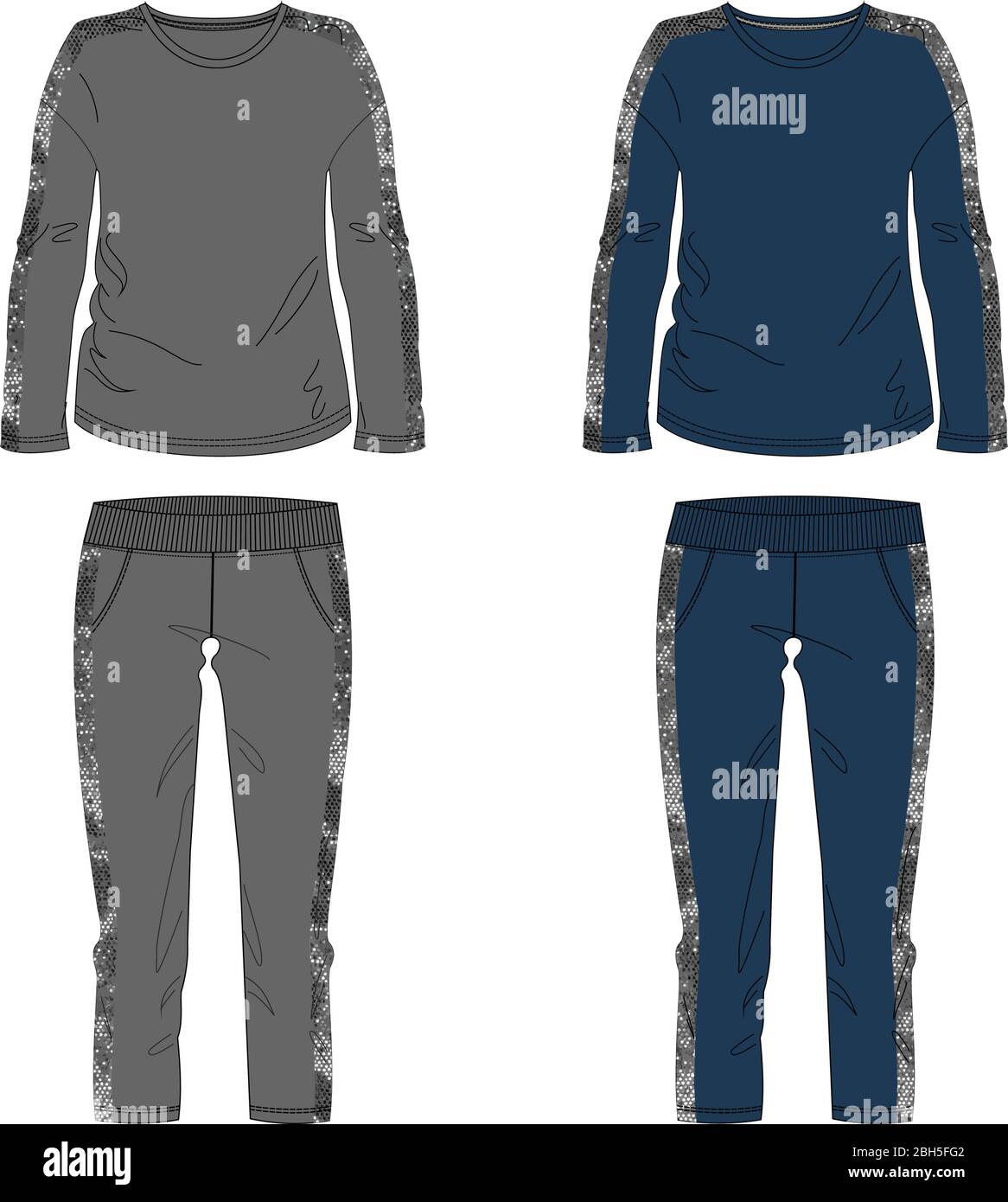 woman sport suit hooded decor design template drawing Stock Vector ...