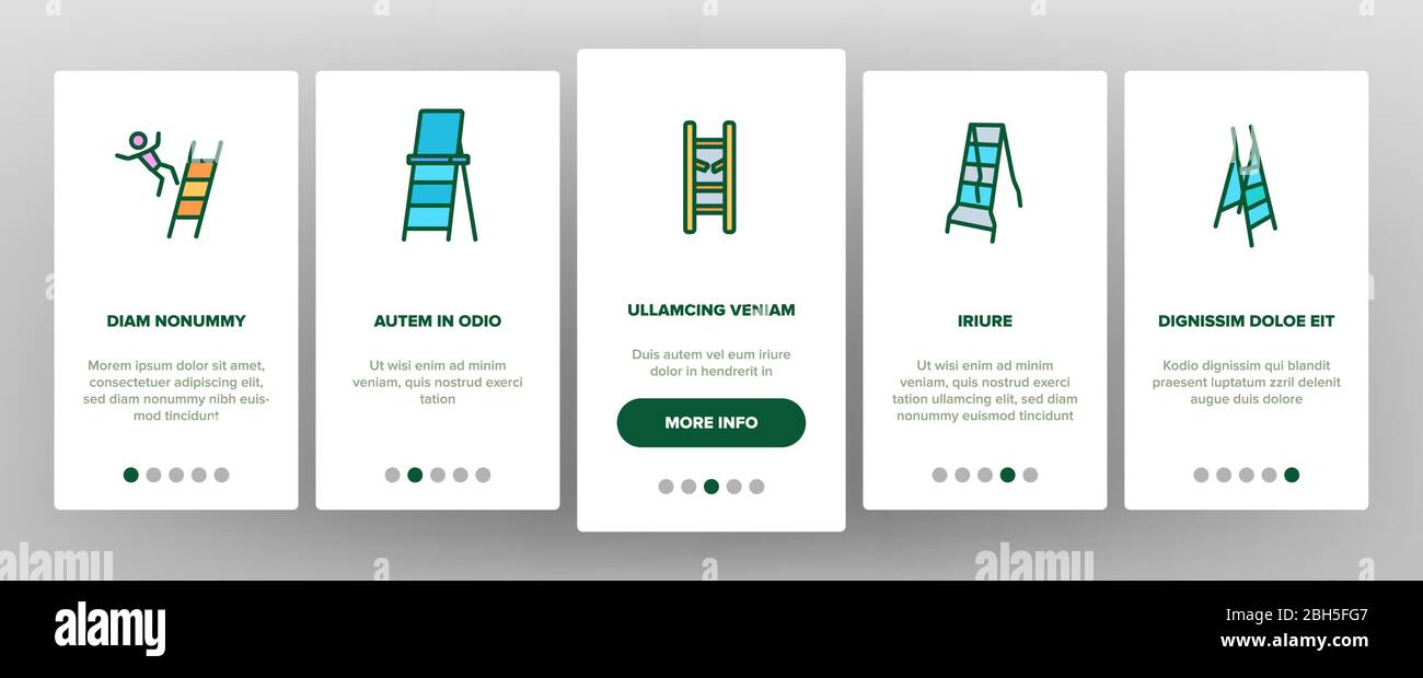 Ladder And Staircase Onboarding Icons Set Vector Stock Vector Image ...