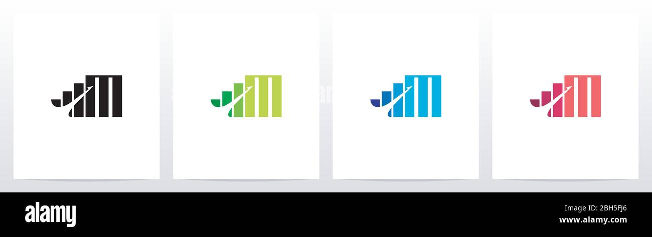 Bar Chart On Letter Logo Design M Stock Vector Image & Art - Alamy