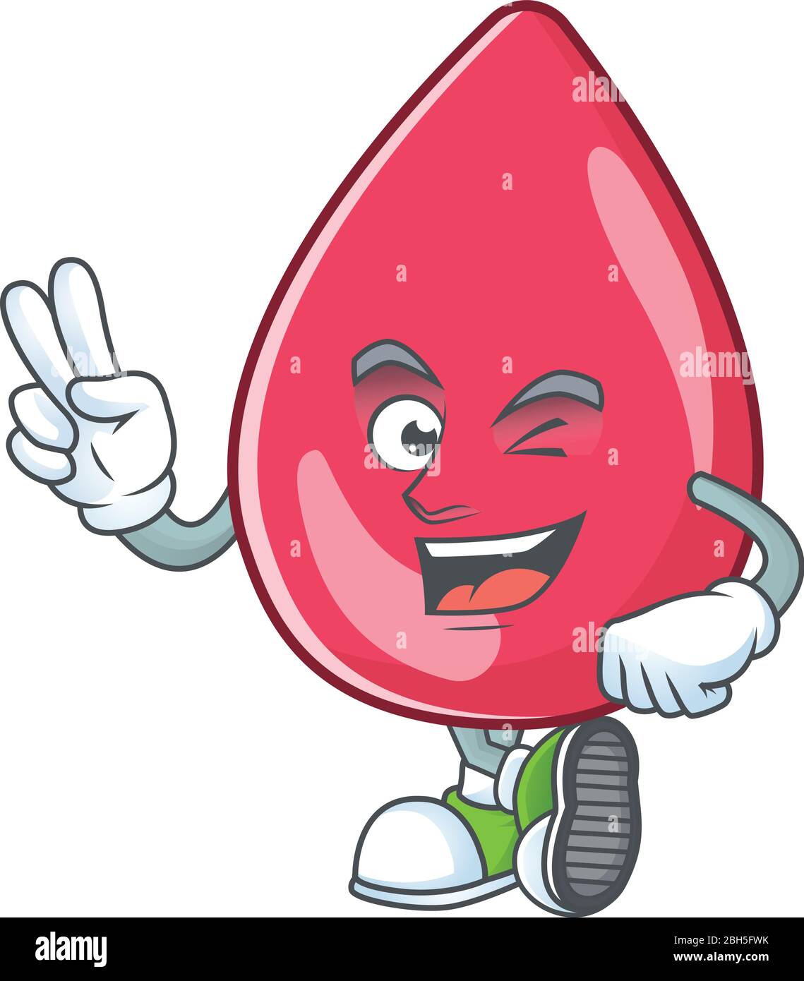 Cheerful red blood mascot design with two fingers Stock Vector Image ...
