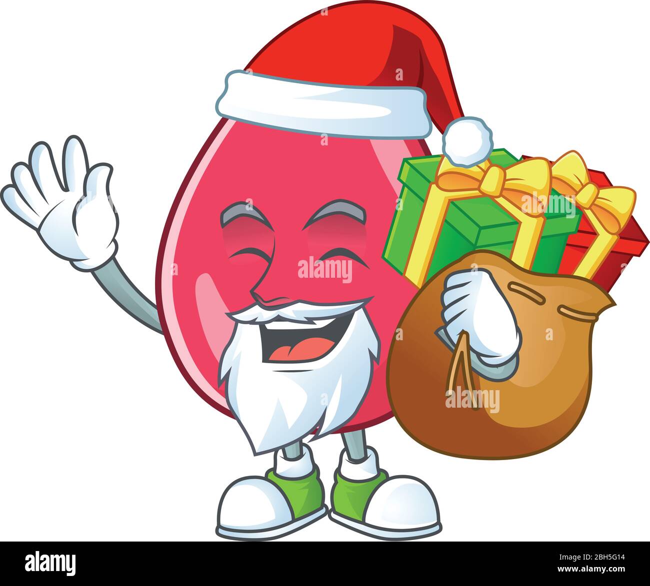 Santa red blood Cartoon character design with sacks of gifts Stock ...