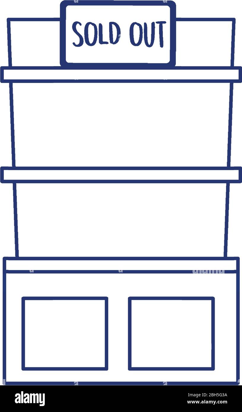 Shopping shelf with sold out banner design of Commerce market store ...