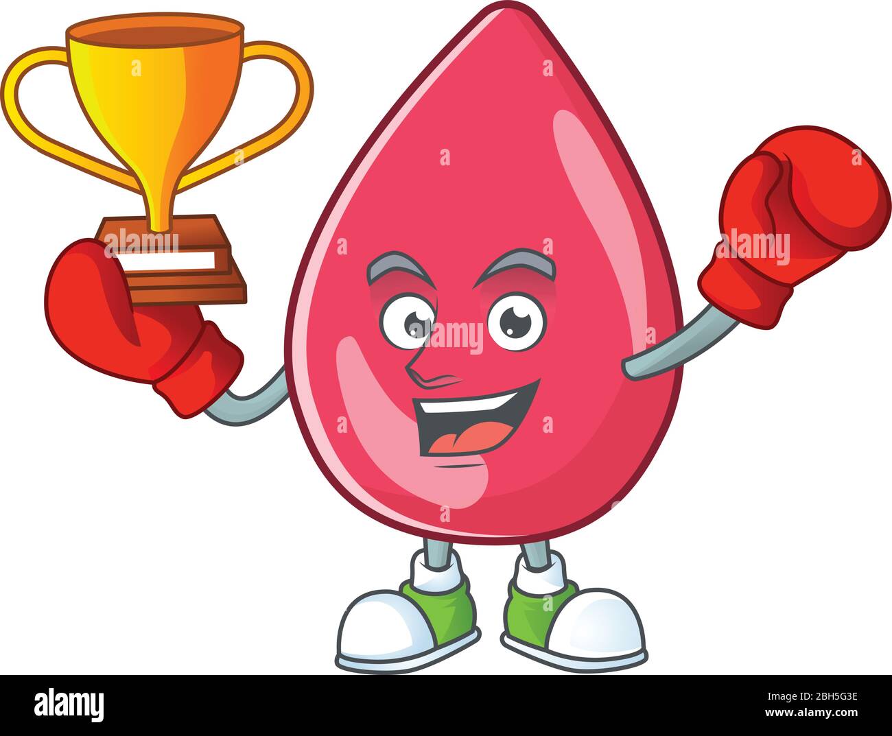 Proudly face of boxing winner red blood presented in cartoon character ...