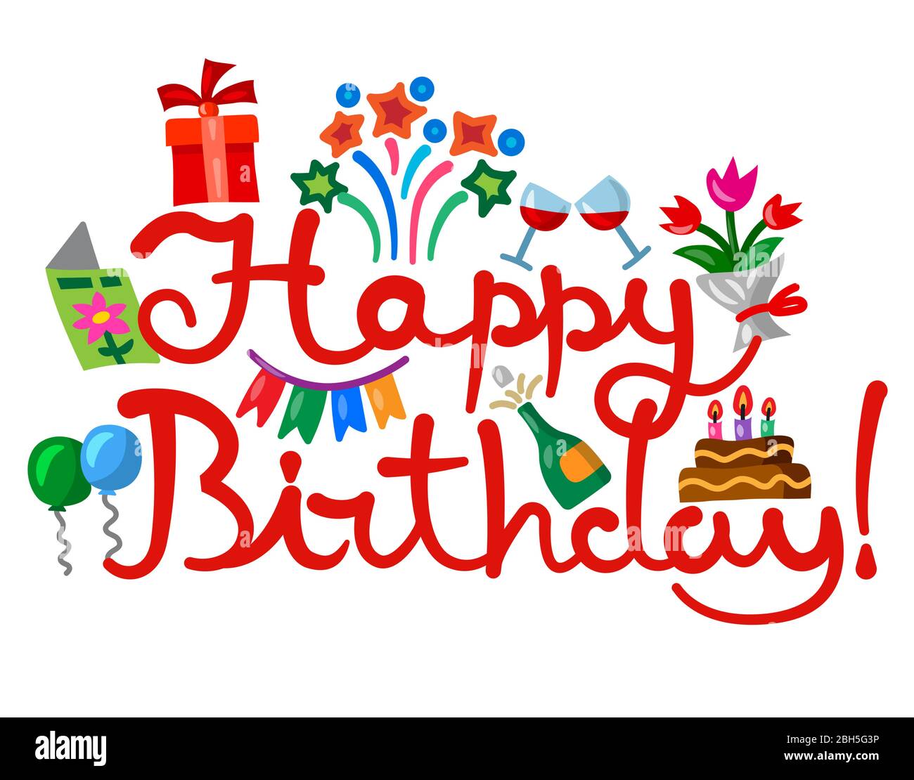 illustration of the invitation happy birthday congratulations card ...