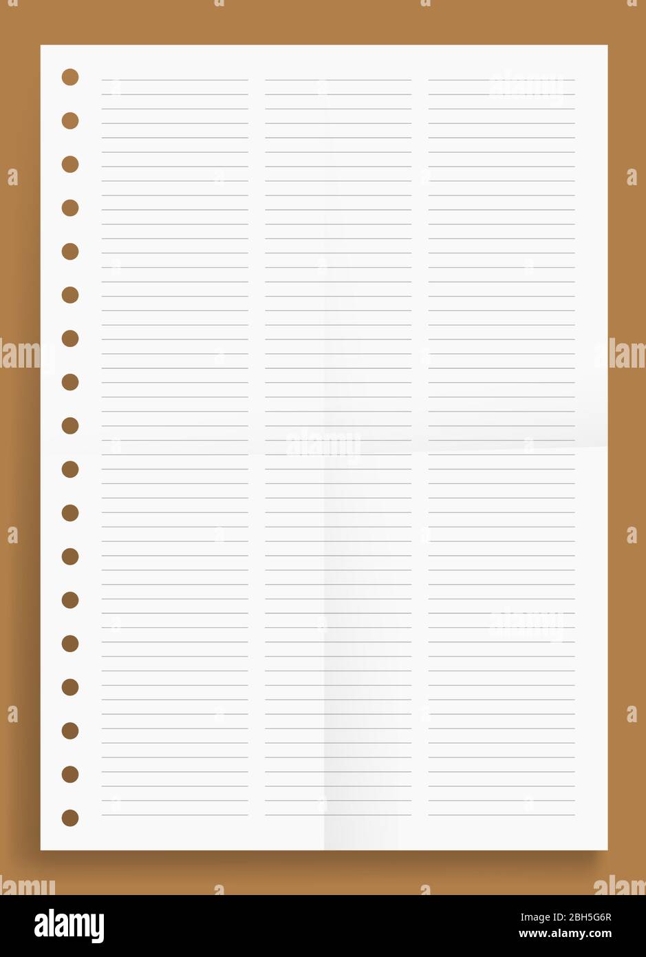 crumpled Standart three lined column blank series A4 format paper size ...