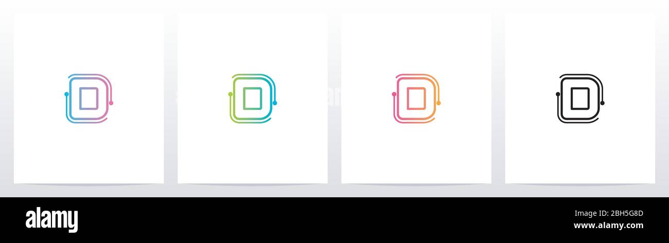 Dots With Lines On The Outside Of Letter Logo D Stock Vector Image ...