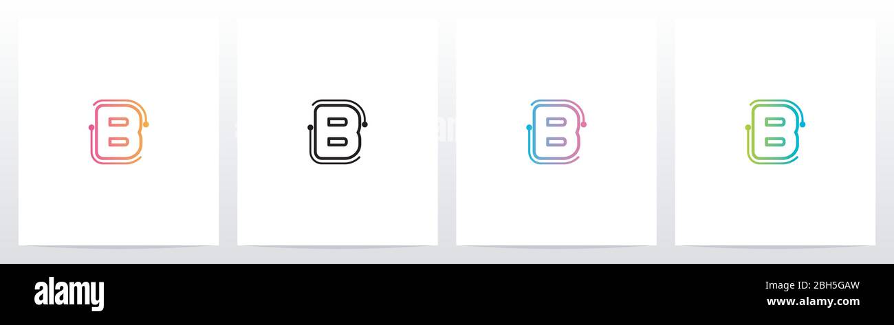 Dots With Lines On The Outside Of Letter Logo B Stock Vector Image ...