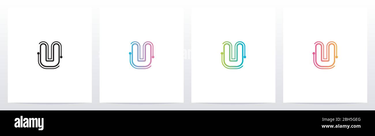 Dots With Lines On The Outside Of Letter Logo U Stock Vector Image ...