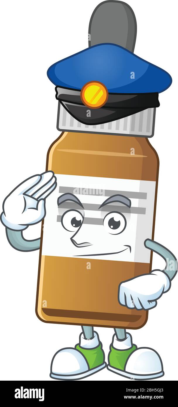 A dedicated Police officer of liquid bottle mascot design style Stock ...
