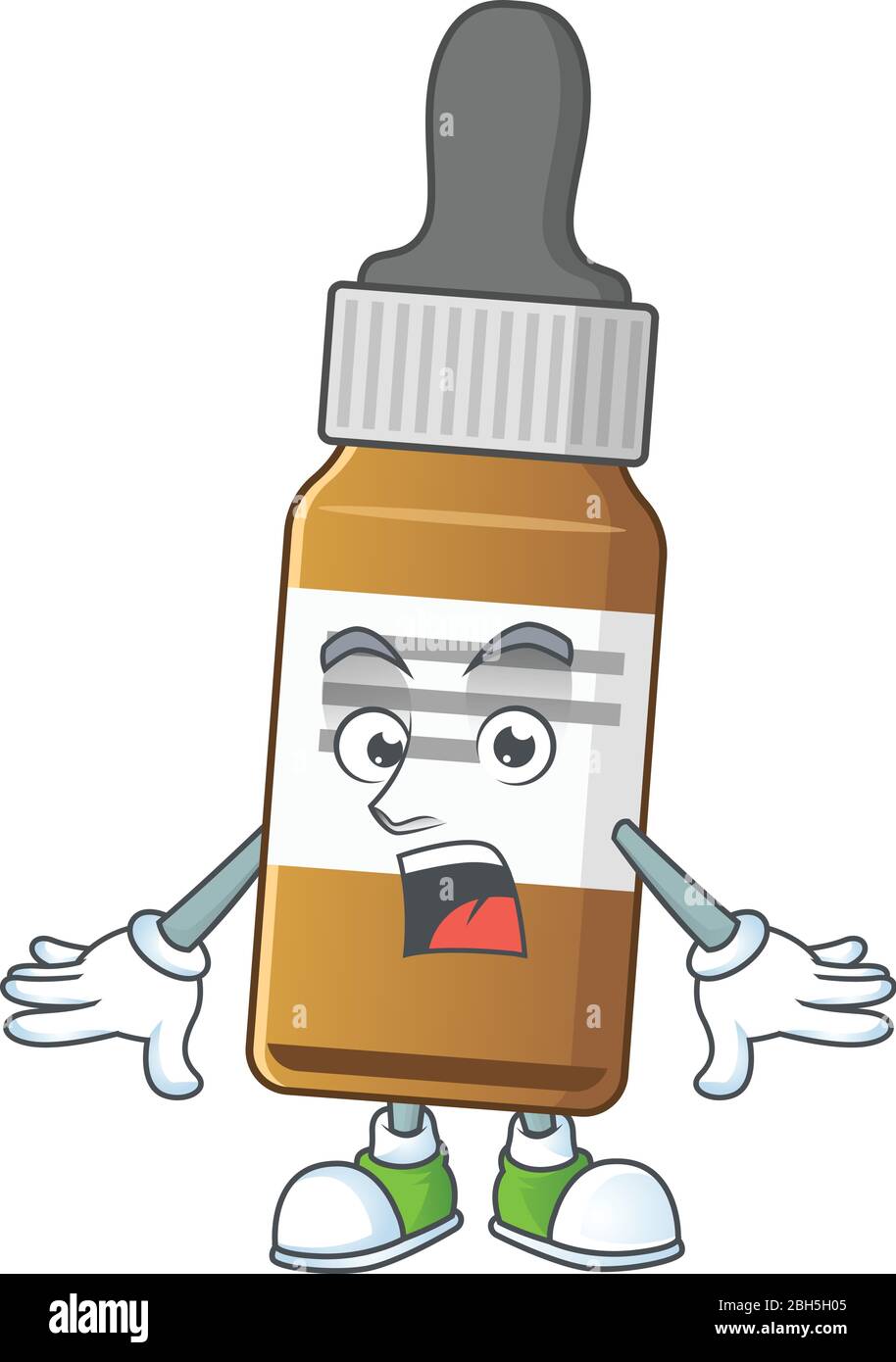 A cartoon design of liquid bottle showing an amazed gesture Stock ...
