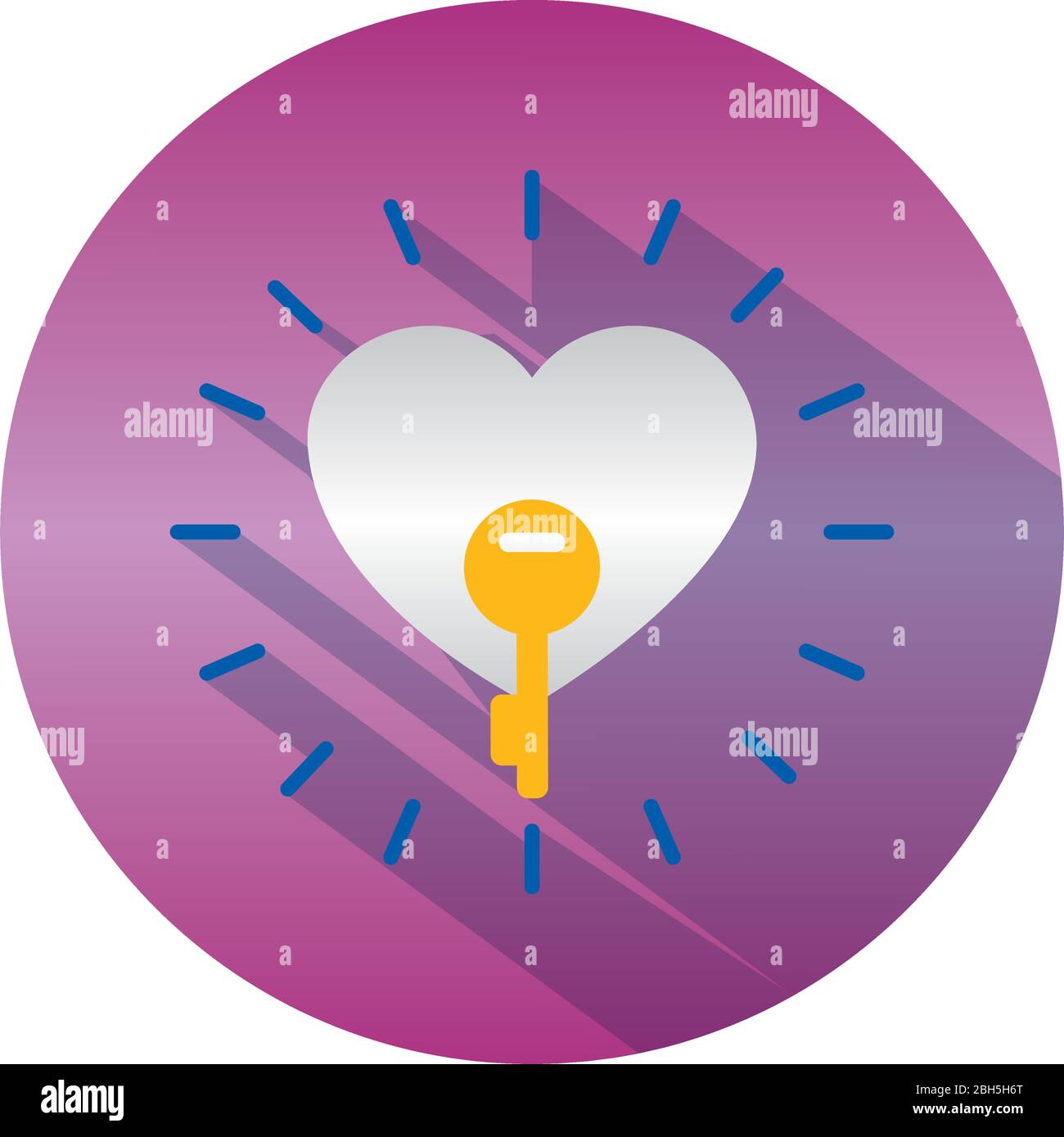 heart with key icon over white background, half color half line style ...