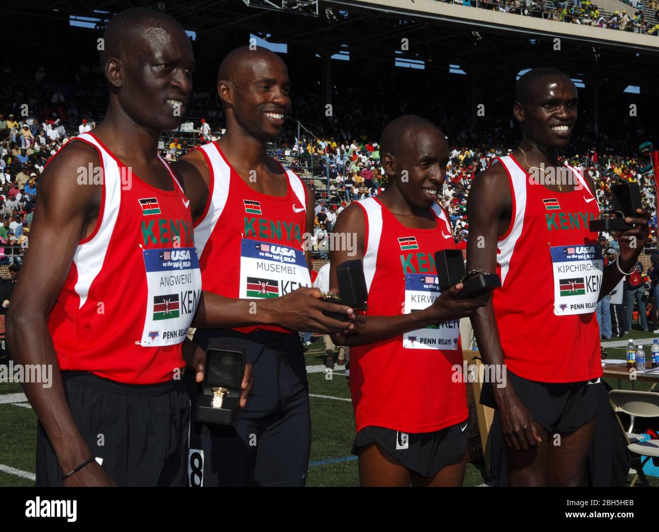 The Kenyan distance medley relay of Elkanah Angweni, Thomas Musembi ...
