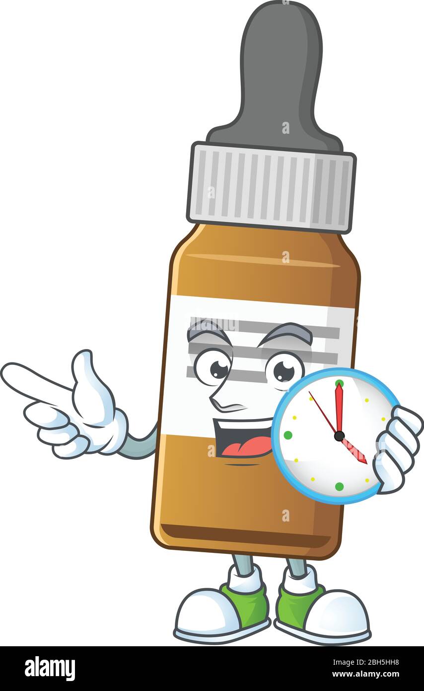 Liquid bottle mascot design concept holding a circle clock Stock Vector ...