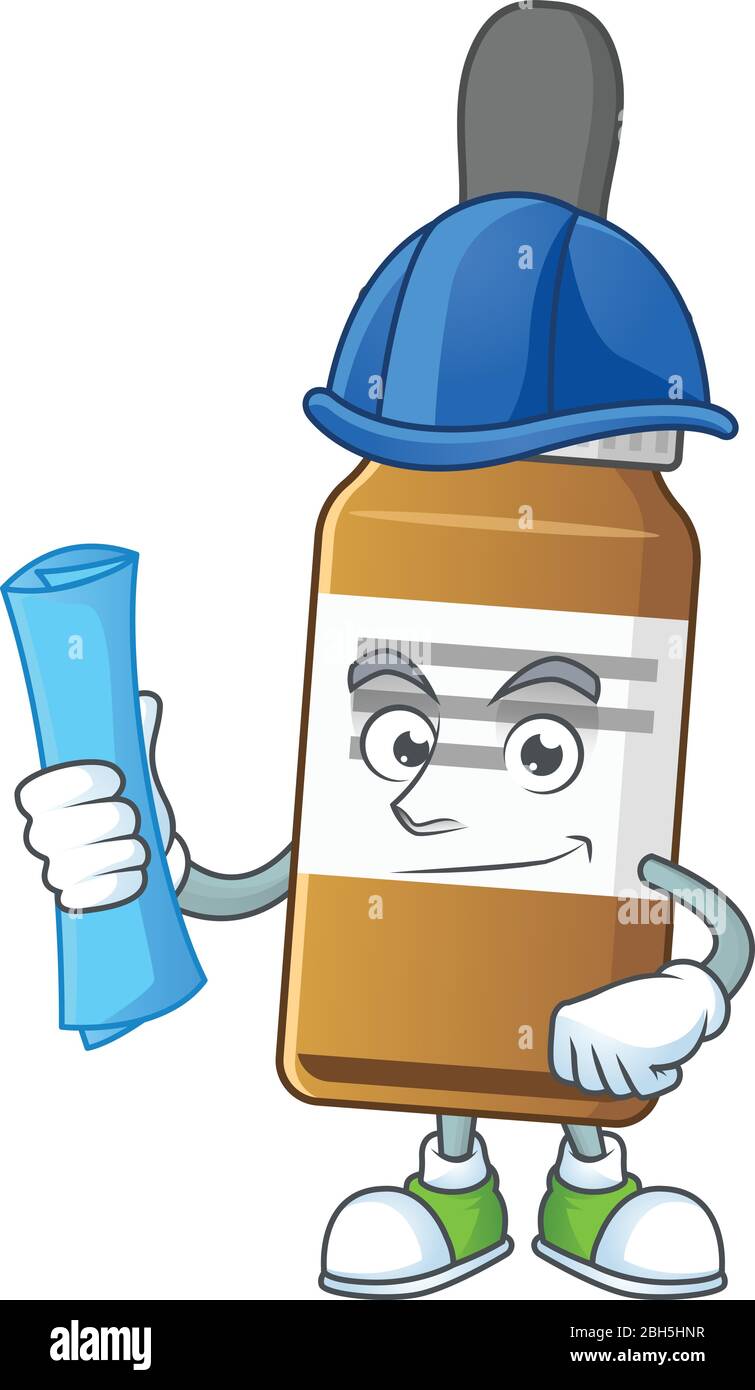 Talented Architect liquid bottle cartoon design style having blue ...