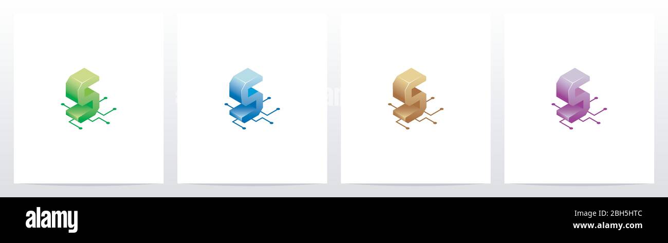 Digital Circuit Nodes Letter Logo Design S Stock Vector Image & Art - Alamy