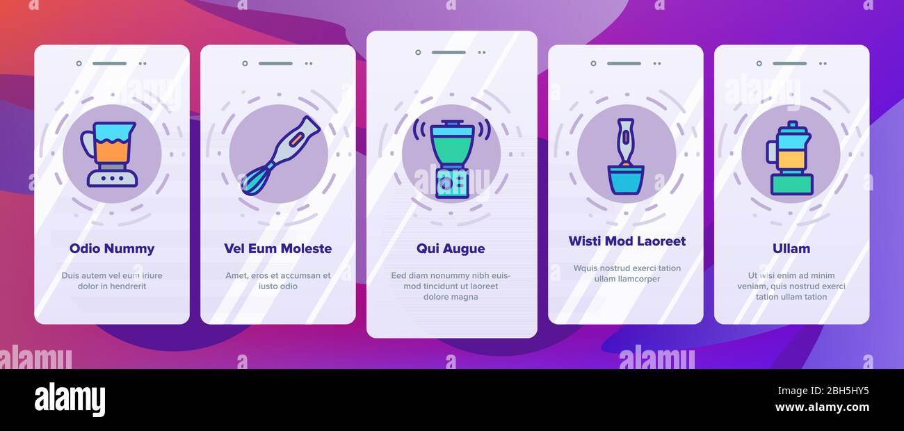 Blender Kitchen Tool Onboarding Icons Set Vector Stock Vector Image ...