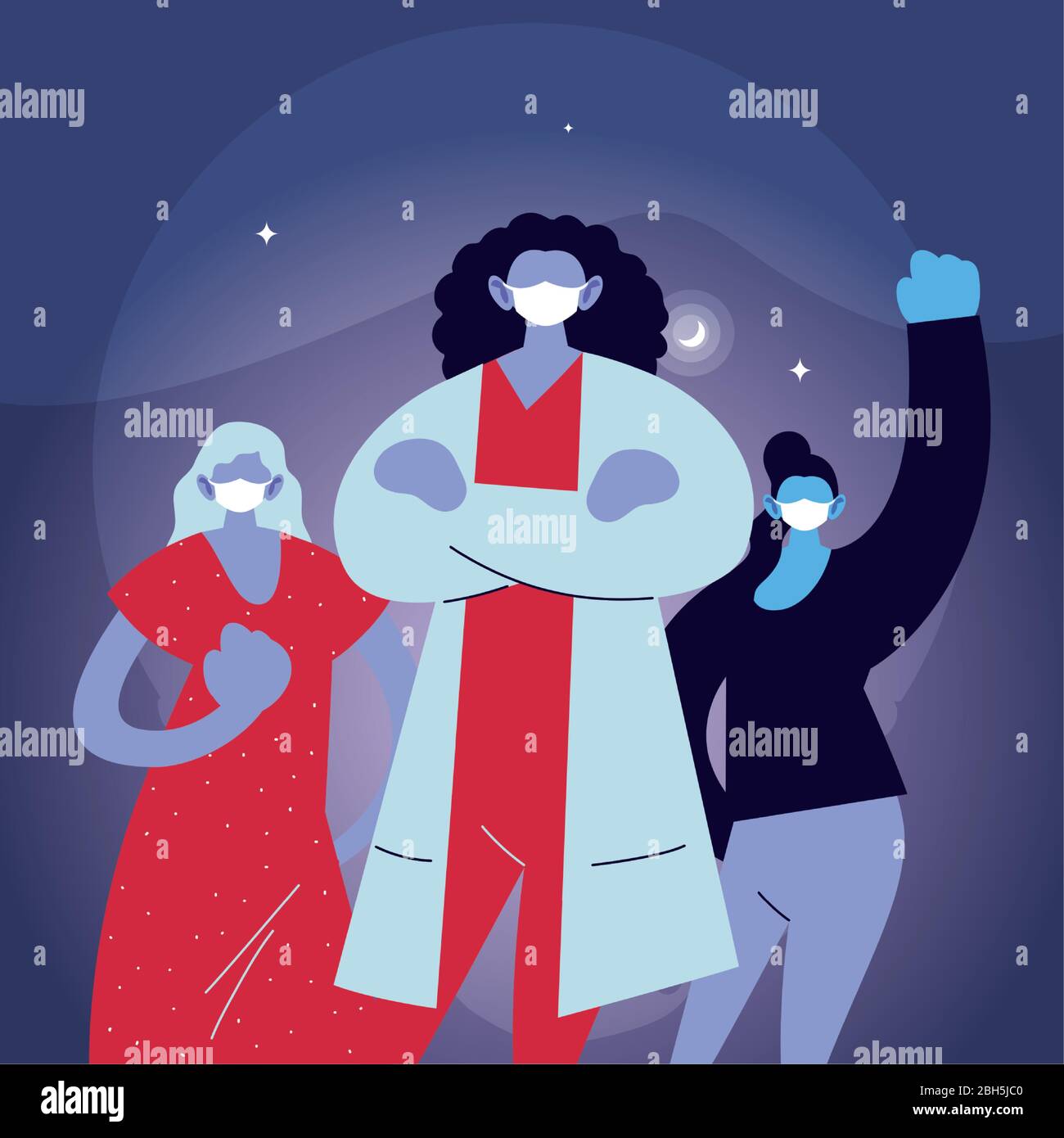 Doctor and patients using face masks vector illustration design Stock ...