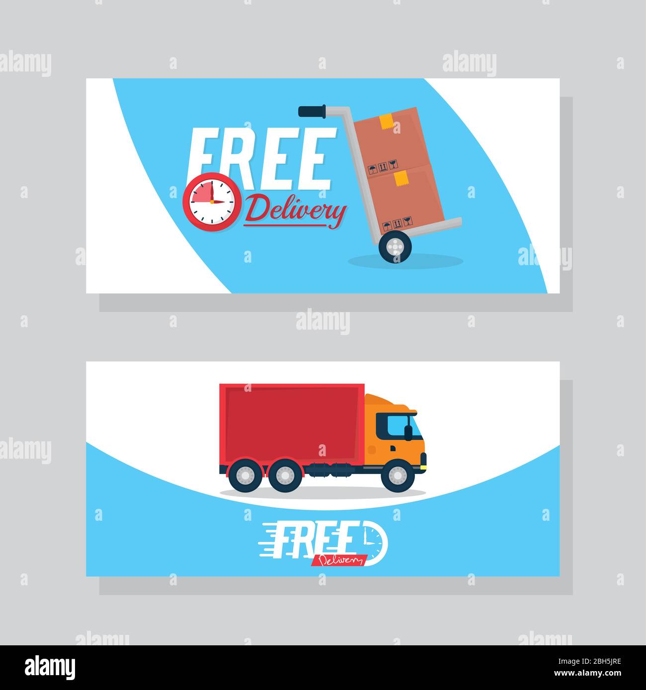 free delivery design with cargo truck and boxes over gray background ...