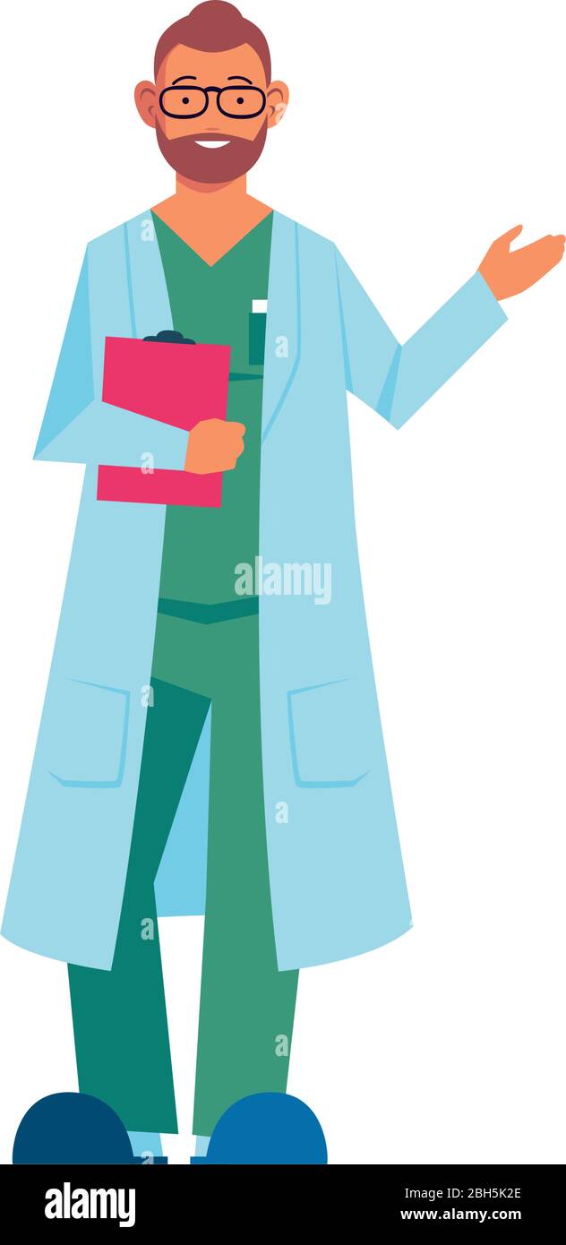 man doctor standing, medical staff on white background vector ...