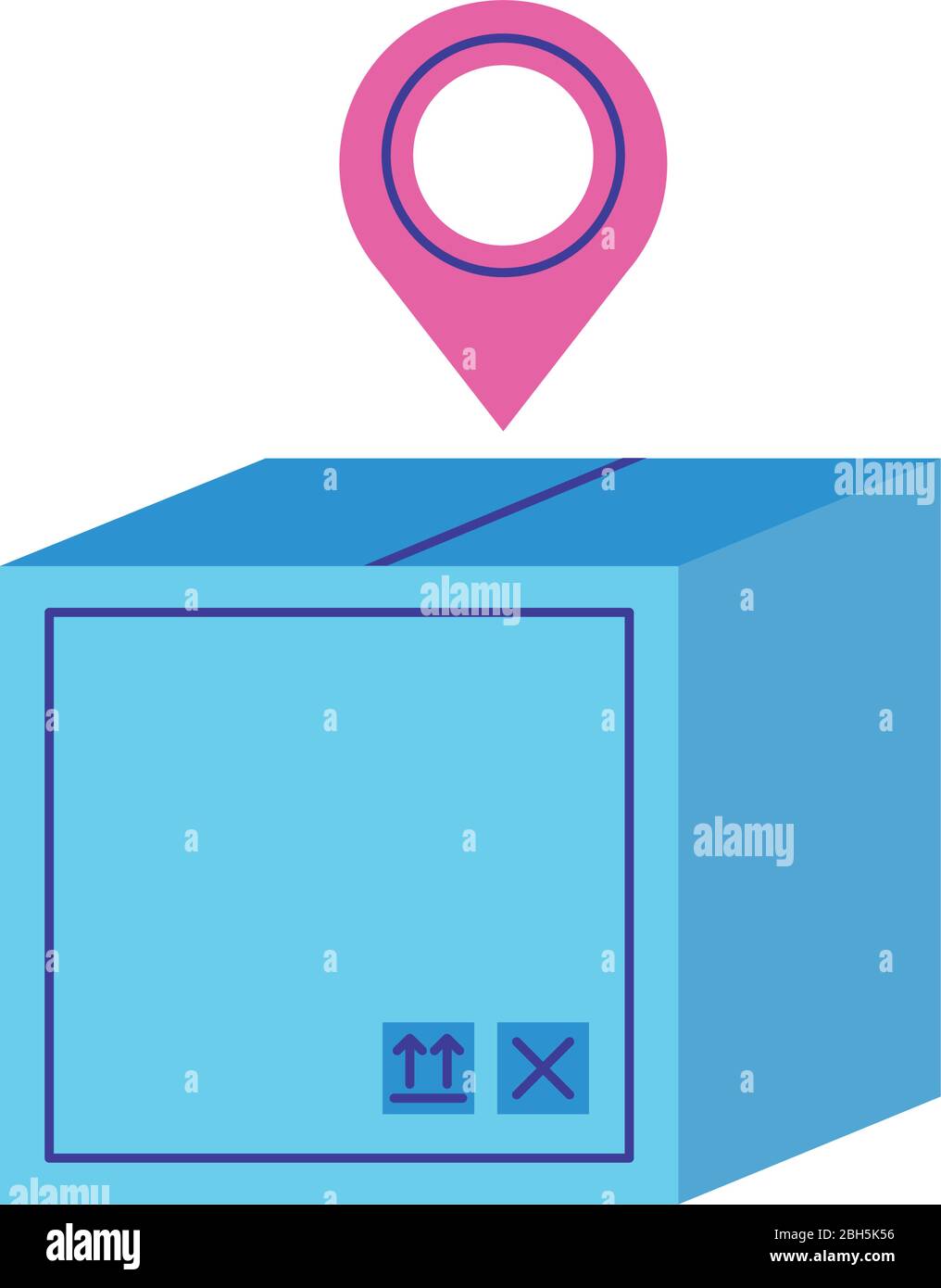 box carton with pin location delivery service flat style Stock Vector ...