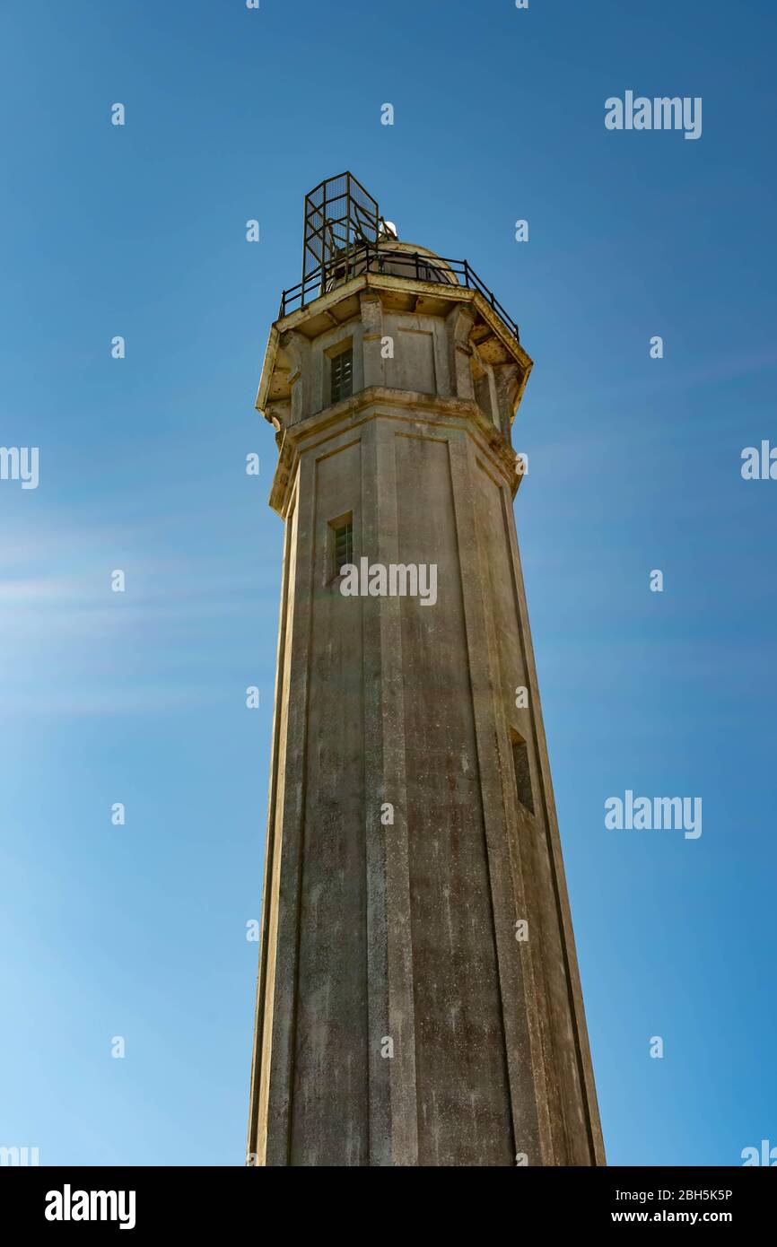 Lighthouse of the Alcatraz Island Prison in San francisco USA. Federal ...