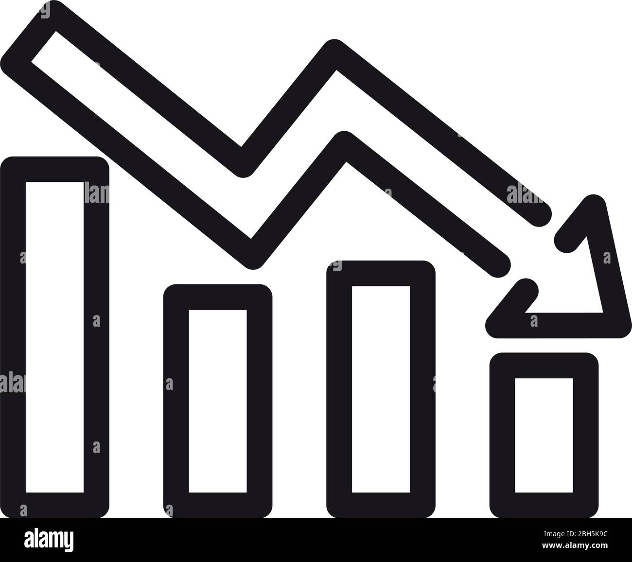 descending graphic chart icon over white background, line style, vector ...