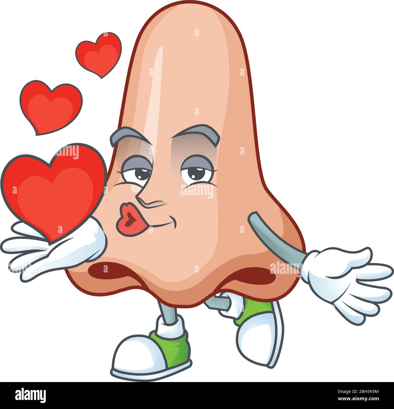 An adorable cartoon design of nose holding heart Stock Vector Image ...