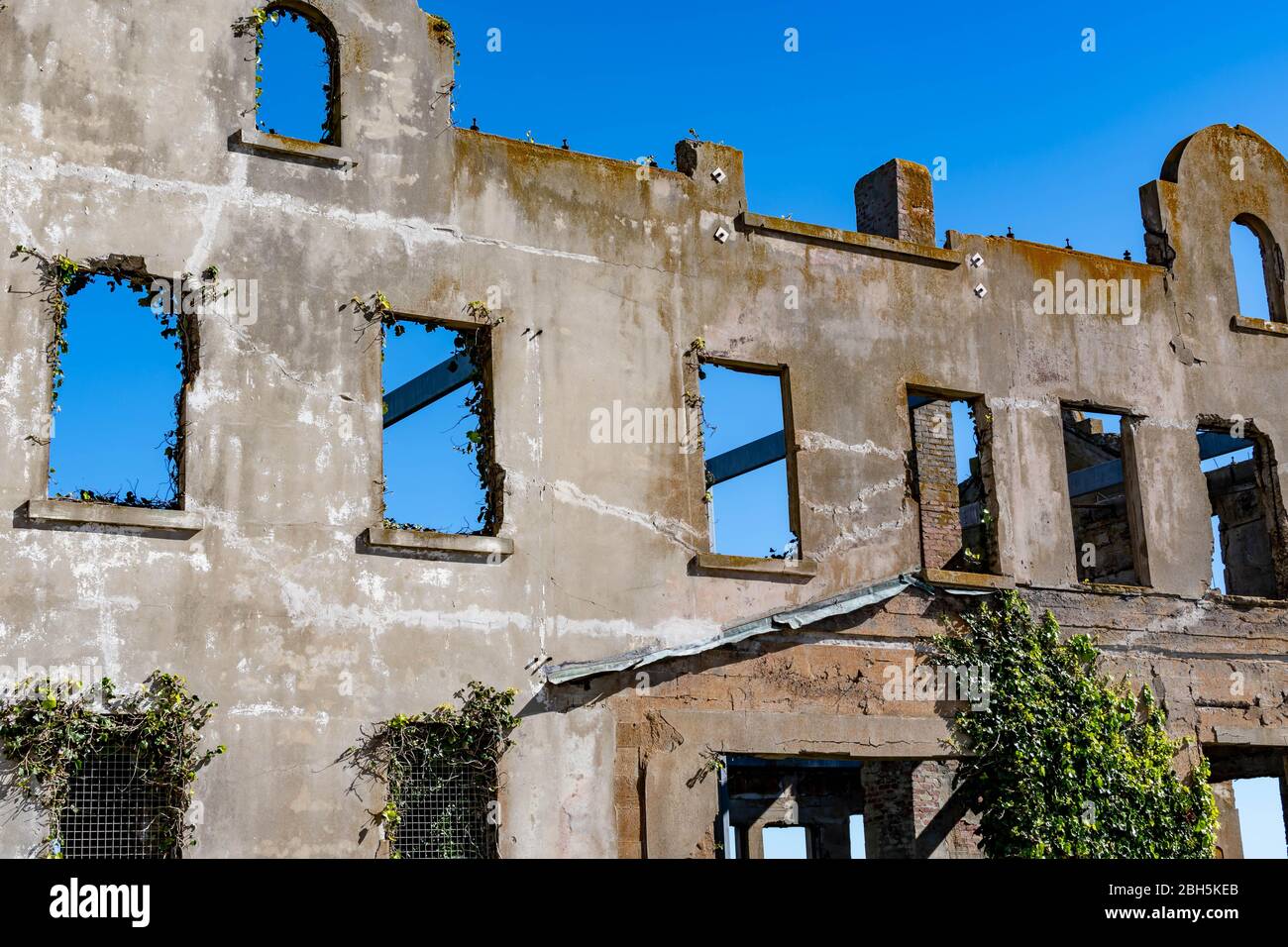 Remains of the ruined Wardens House in Alcatraz Island Prison San ...