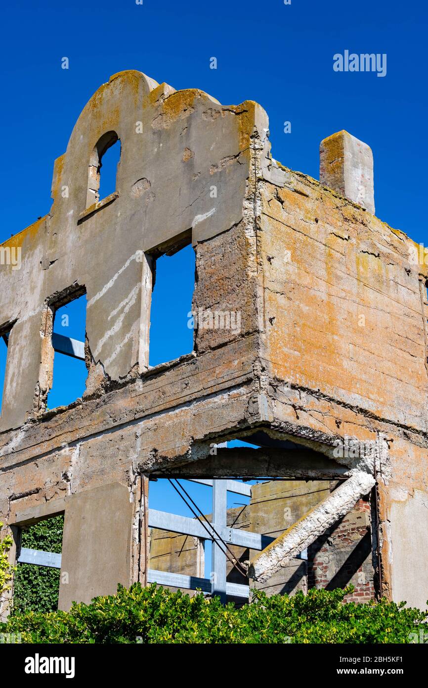 Remains of the ruined Wardens House in Alcatraz Island Prison San ...