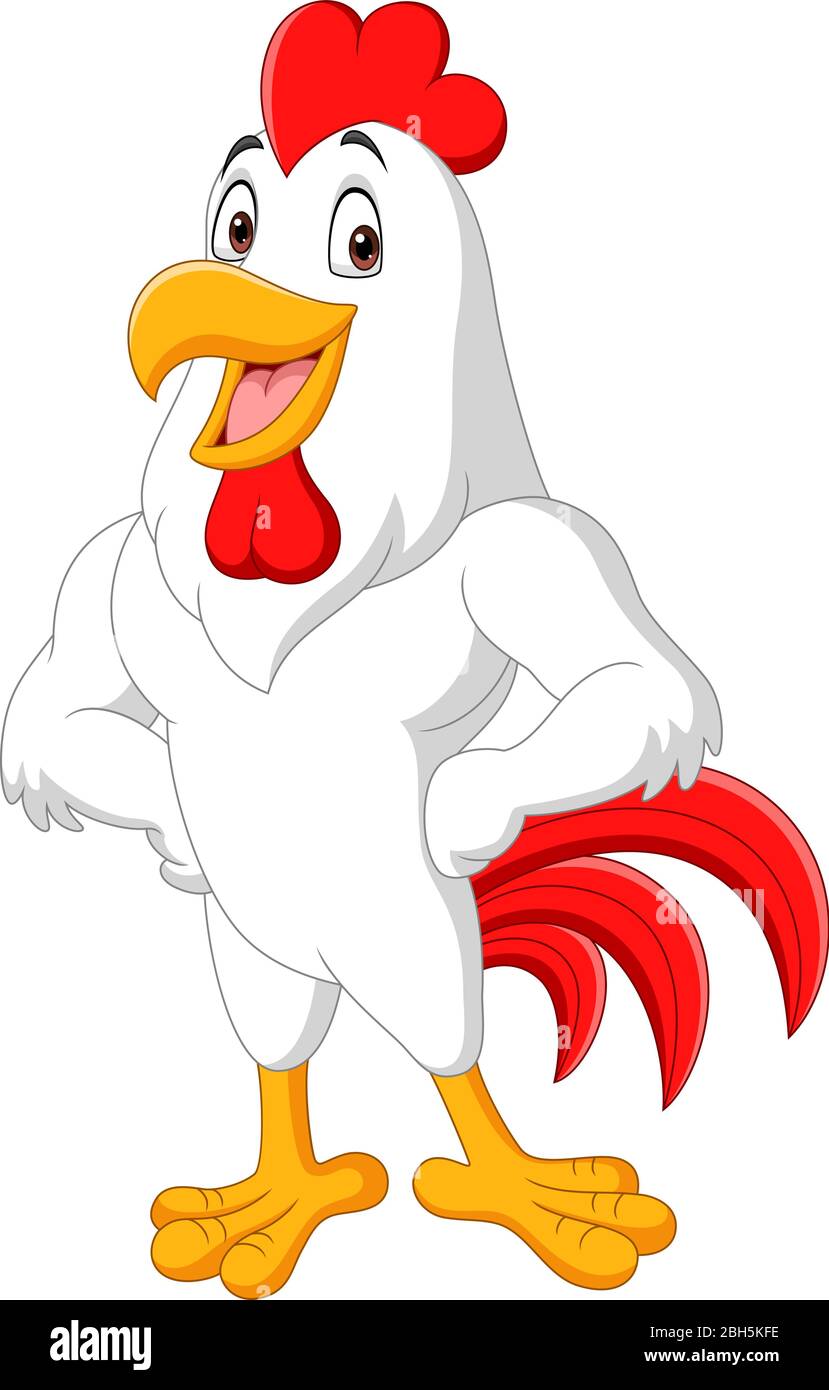 Cartoon rooster posing isolated on white background Stock Vector Image ...
