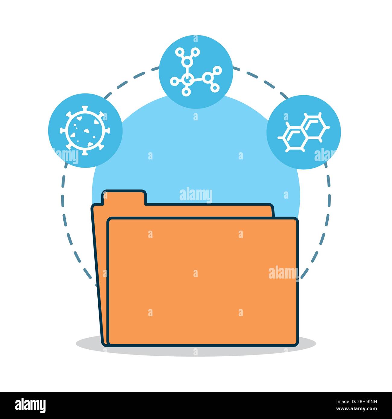 folder and chemical related icons around over white background ...