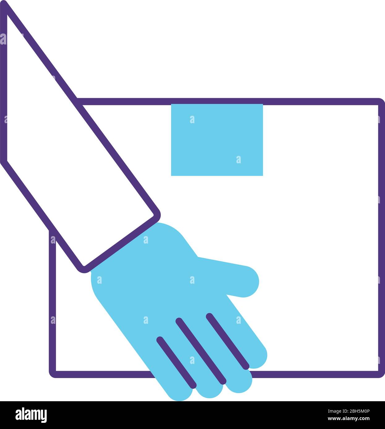 hand lifting box carton delivery service line style Stock Vector Image ...