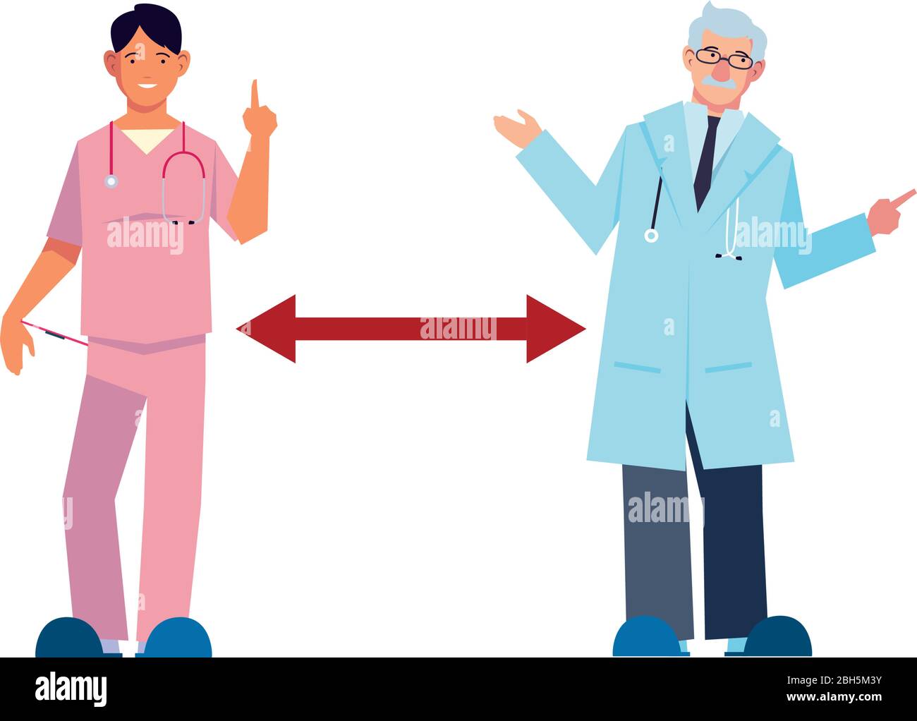 doctors keep distance on white background vector illustration design ...