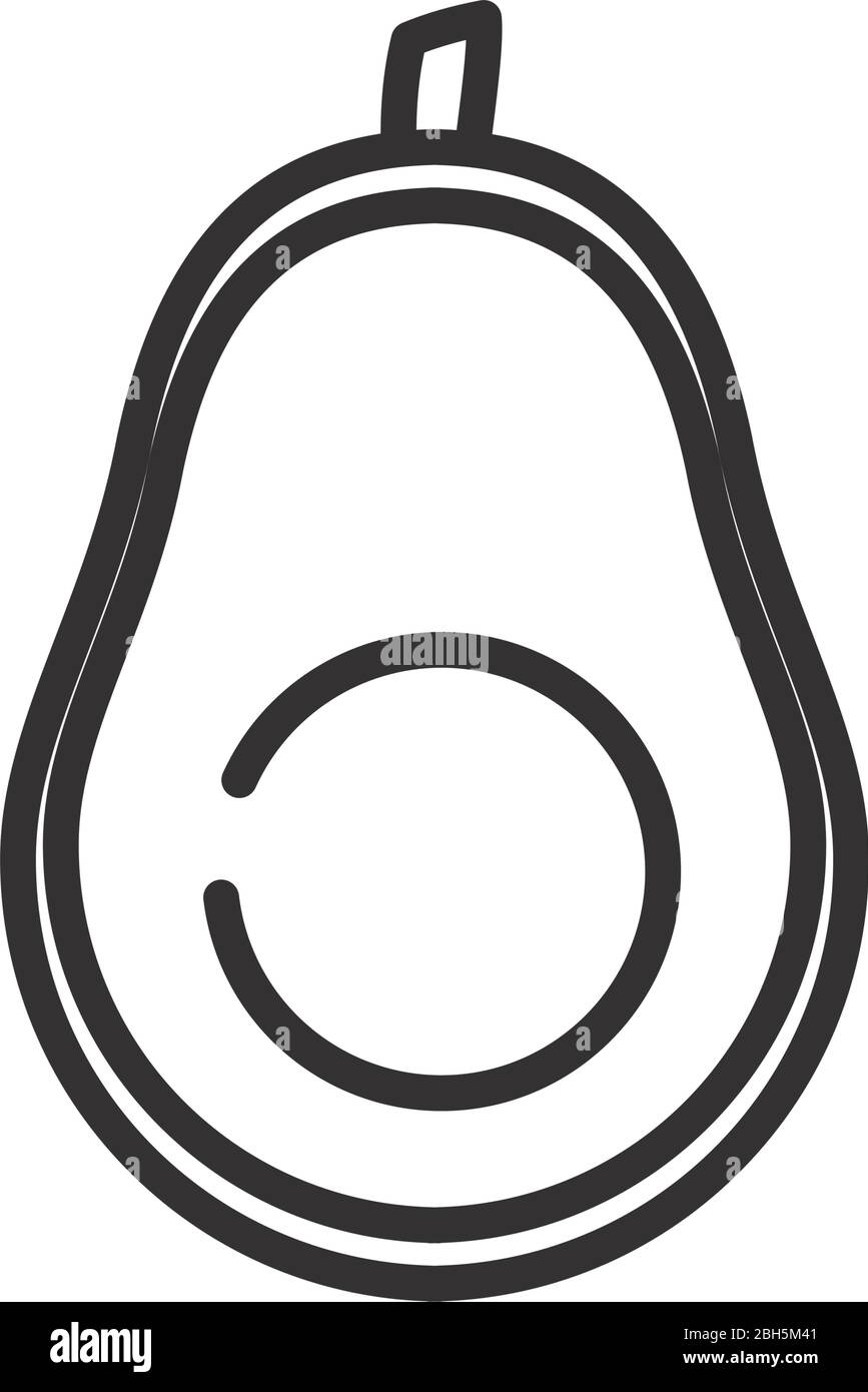 vegetables and fruits concept, avocado icon over white background, line ...