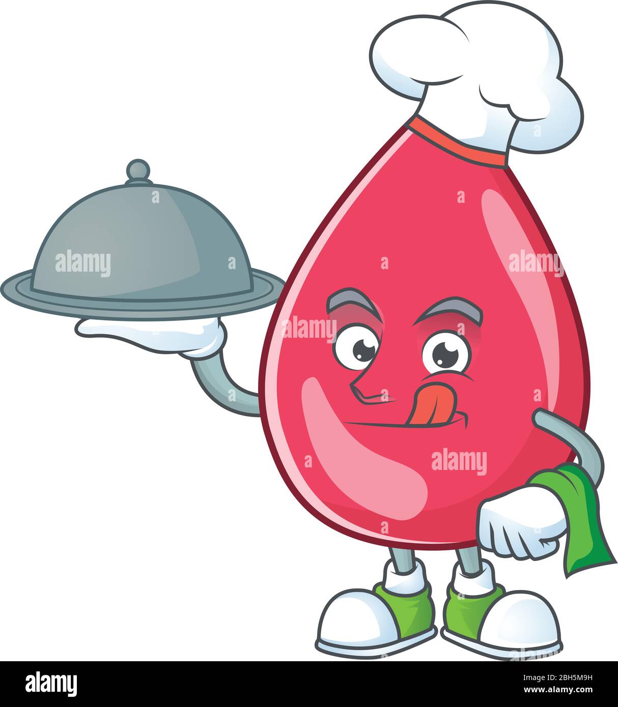 A red blood chef cartoon design with hat and tray Stock Vector Image ...