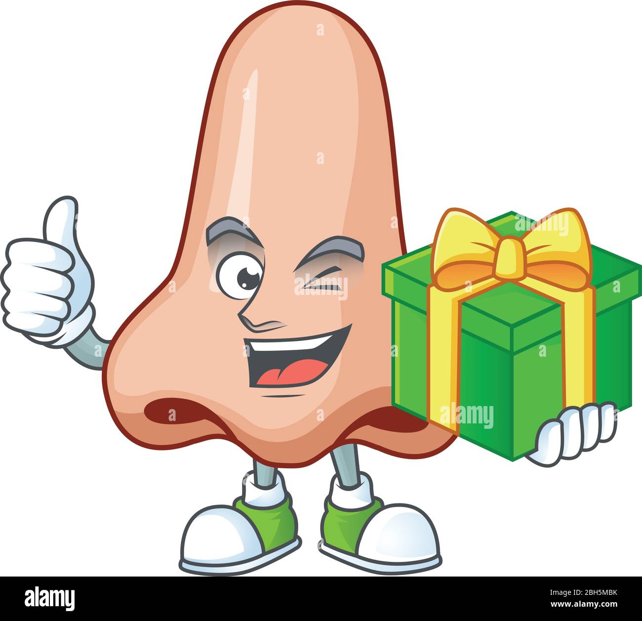 Smiley nose cartoon character holding a gift box Stock Vector Image ...