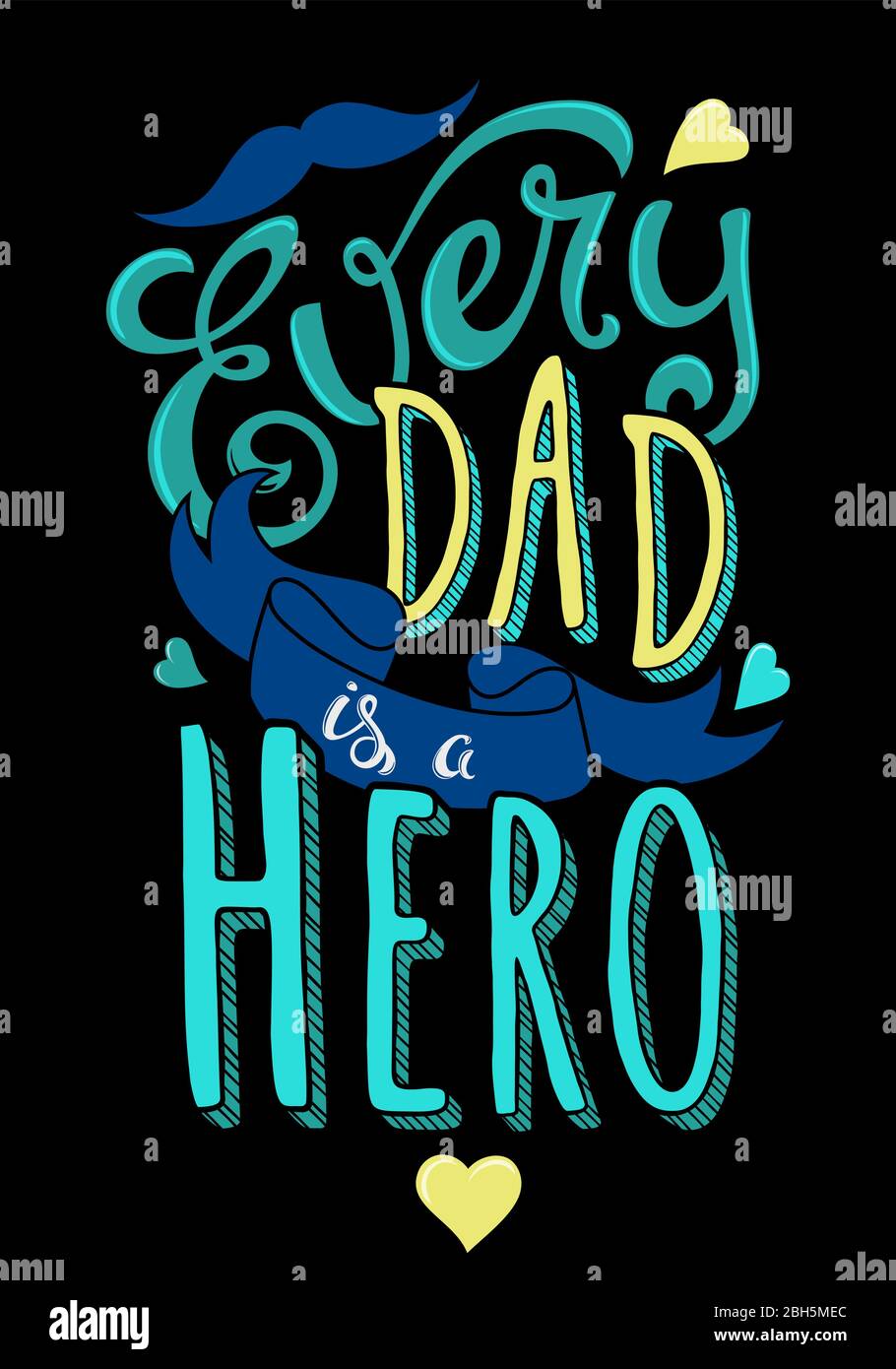 Greeting card template for Happy Fathers Day with hand drawn lettering ...