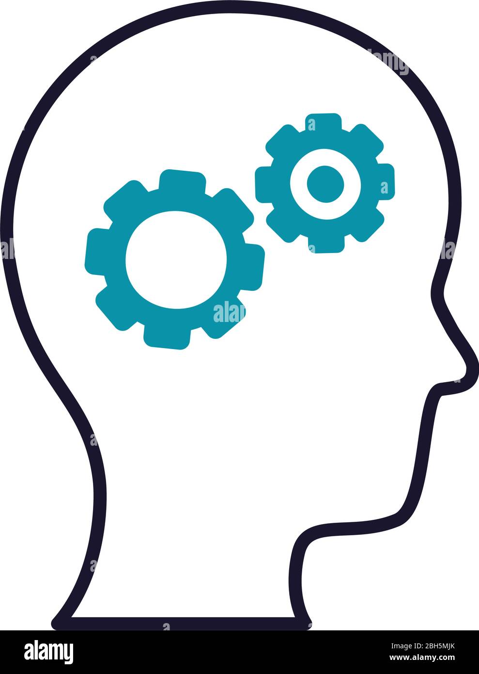 mental health concept, head with gears wheels icon over white ...