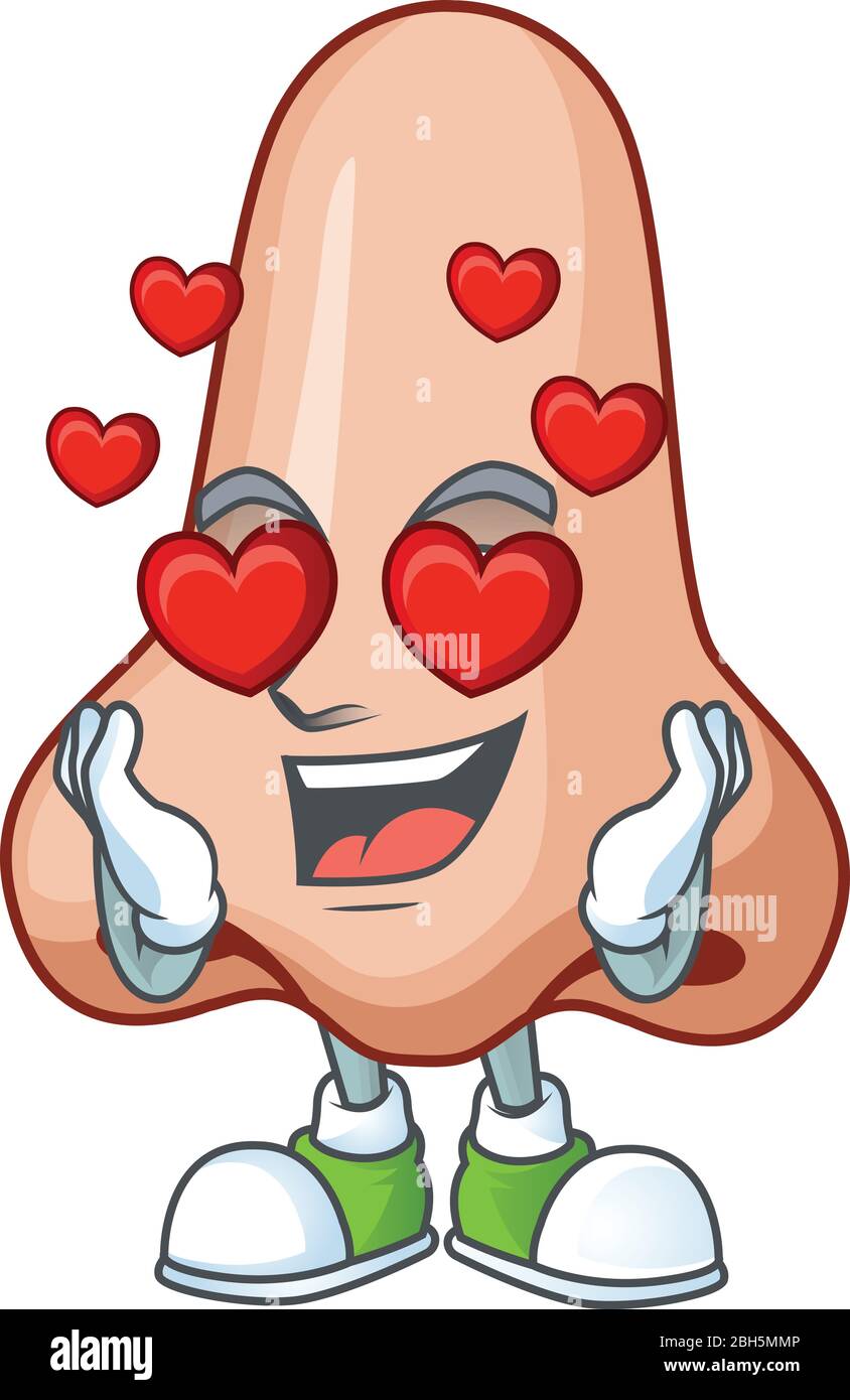 Charming nose cartoon character with a falling in love face Stock ...