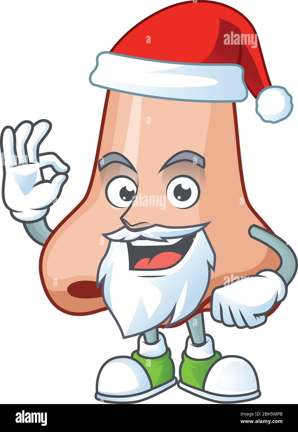 Friendly nose Santa cartoon character design with ok finger Stock ...