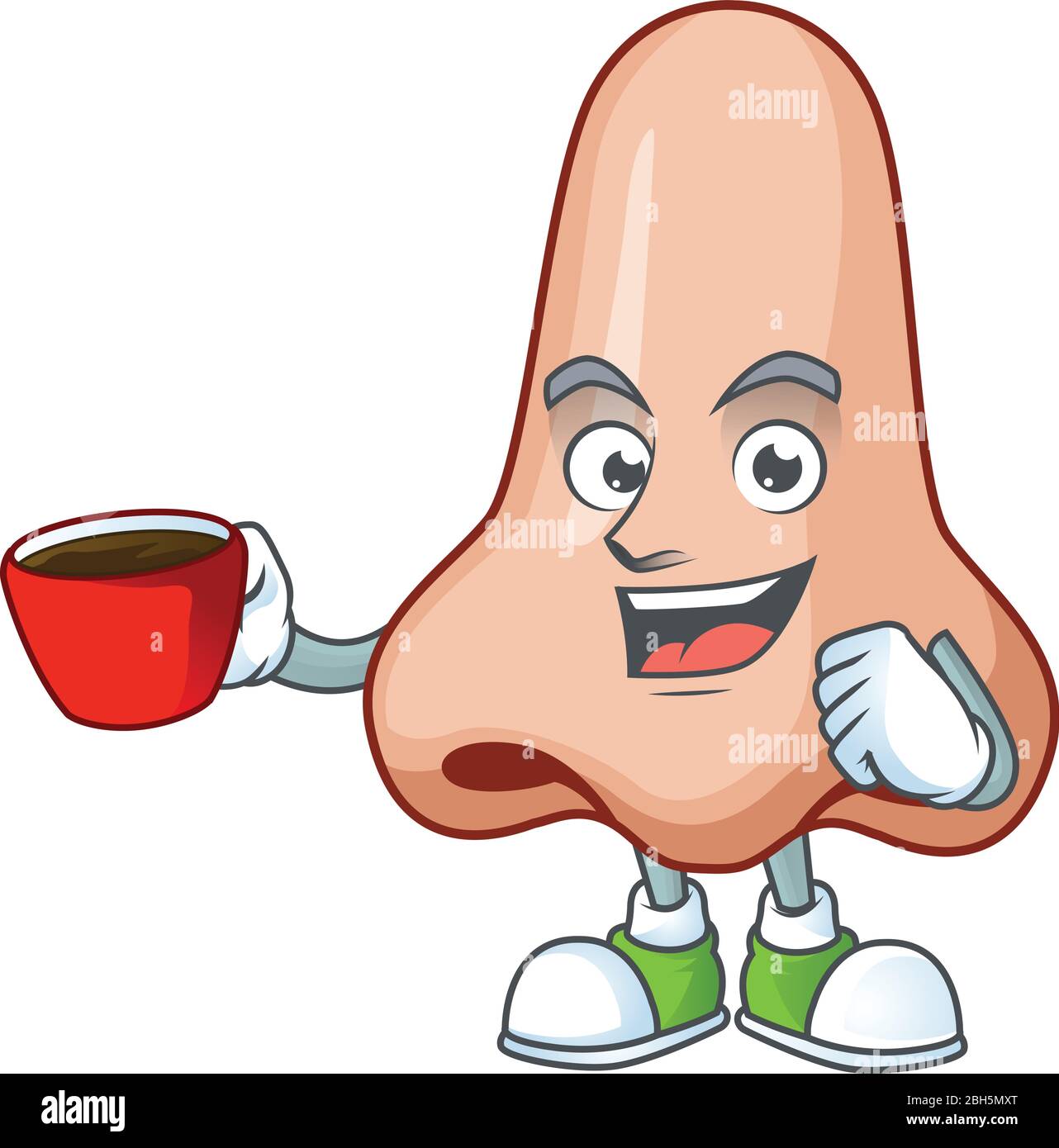 An image cartoon character of nose with a cup of coffee Stock Vector ...
