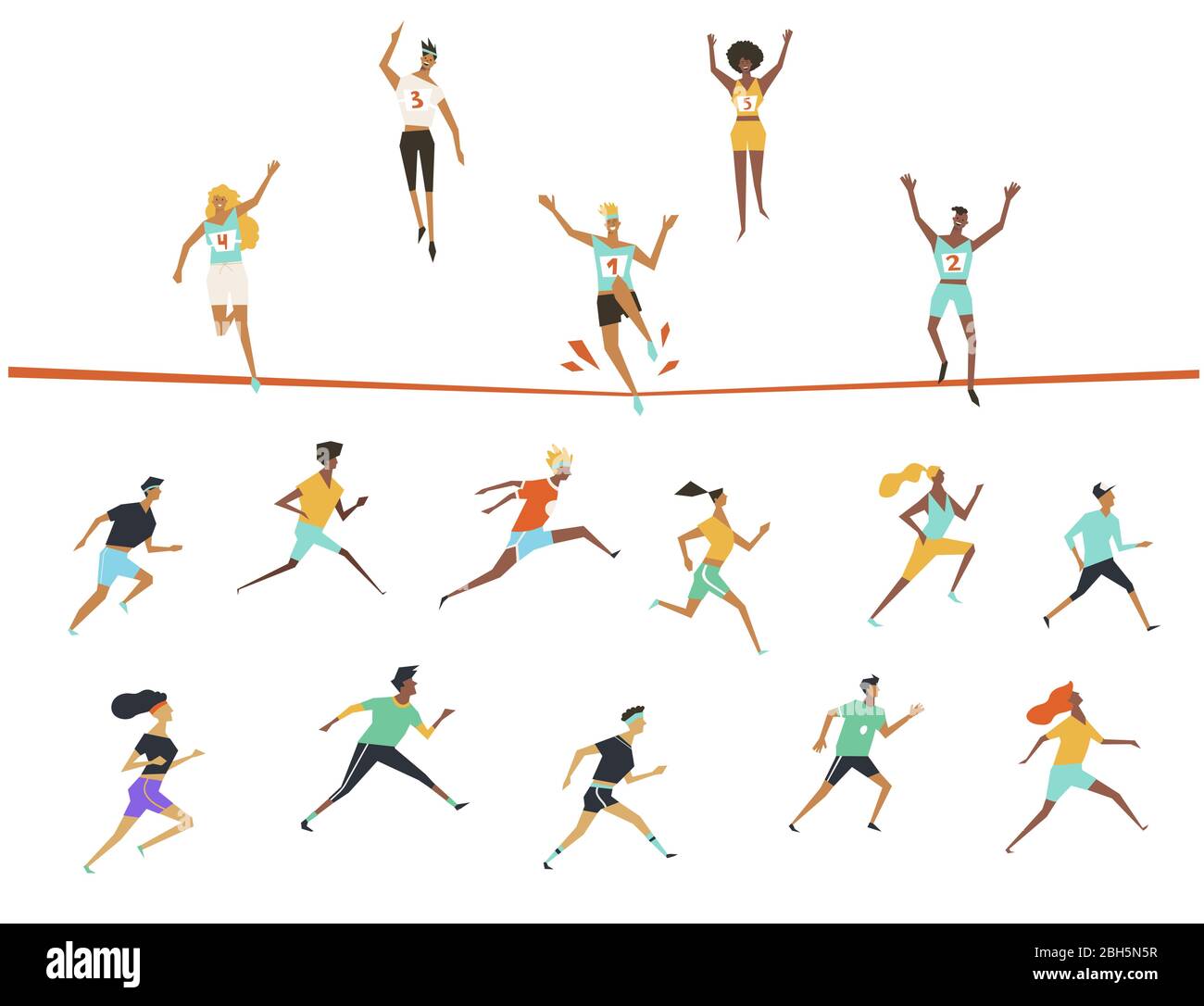 Large collection of running people. Set vector illustration Stock ...